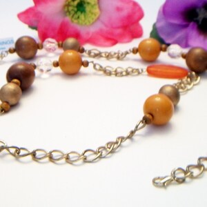 Vintage Autumn Wooden Bead Chain Necklace Boho Coachella Spicy Fall ...