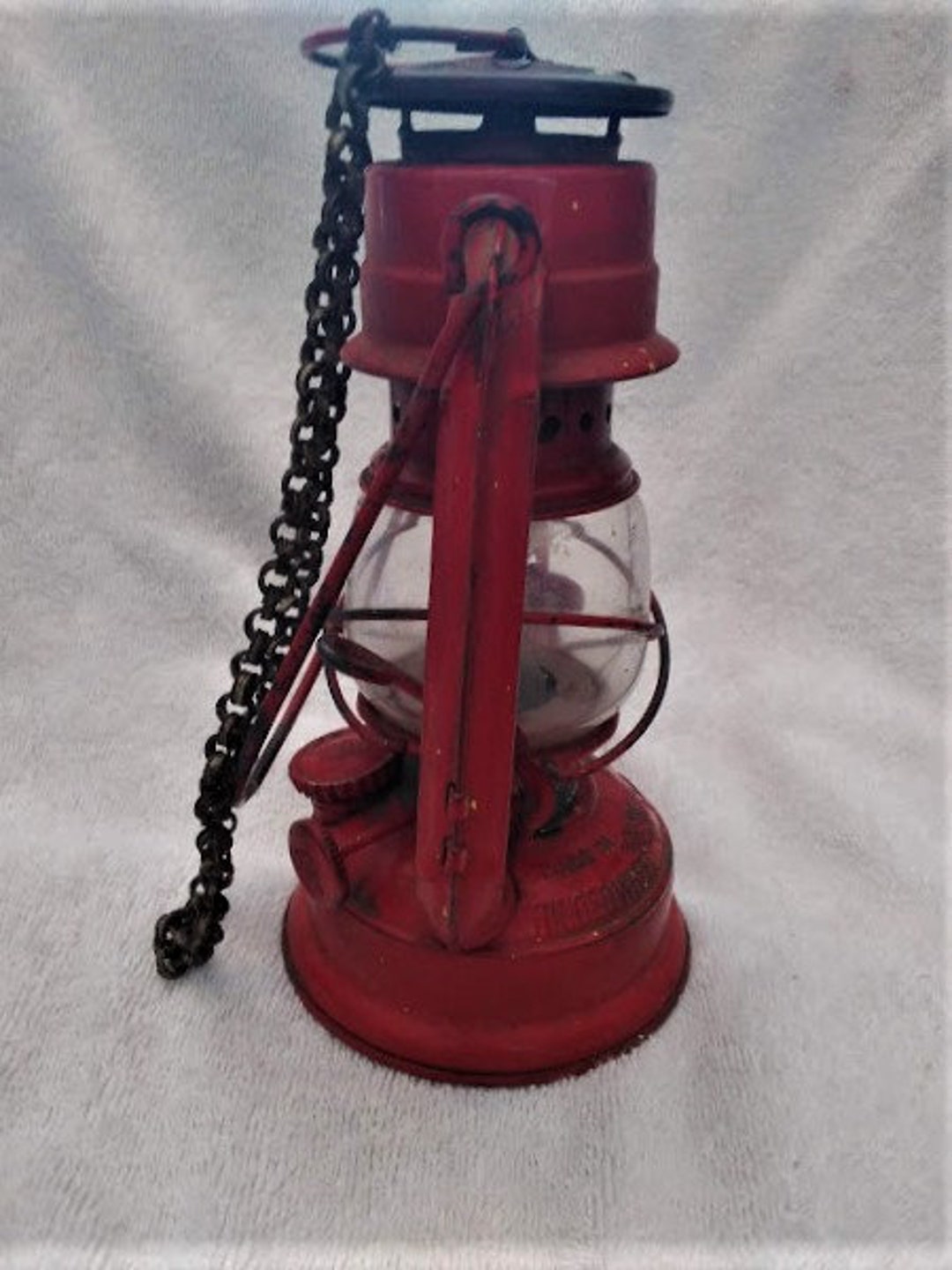 Vintage Red Winged Wheel No. 350 Lantern 7.5 Made in Japan Clear Globe ...