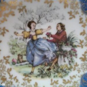 Vintage Limoges France Blue Miniature Plate Courting Couple Scene ...