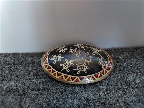 Vintage Turtle Shell Hand Painted Tiny Turtles and ar… - Gem