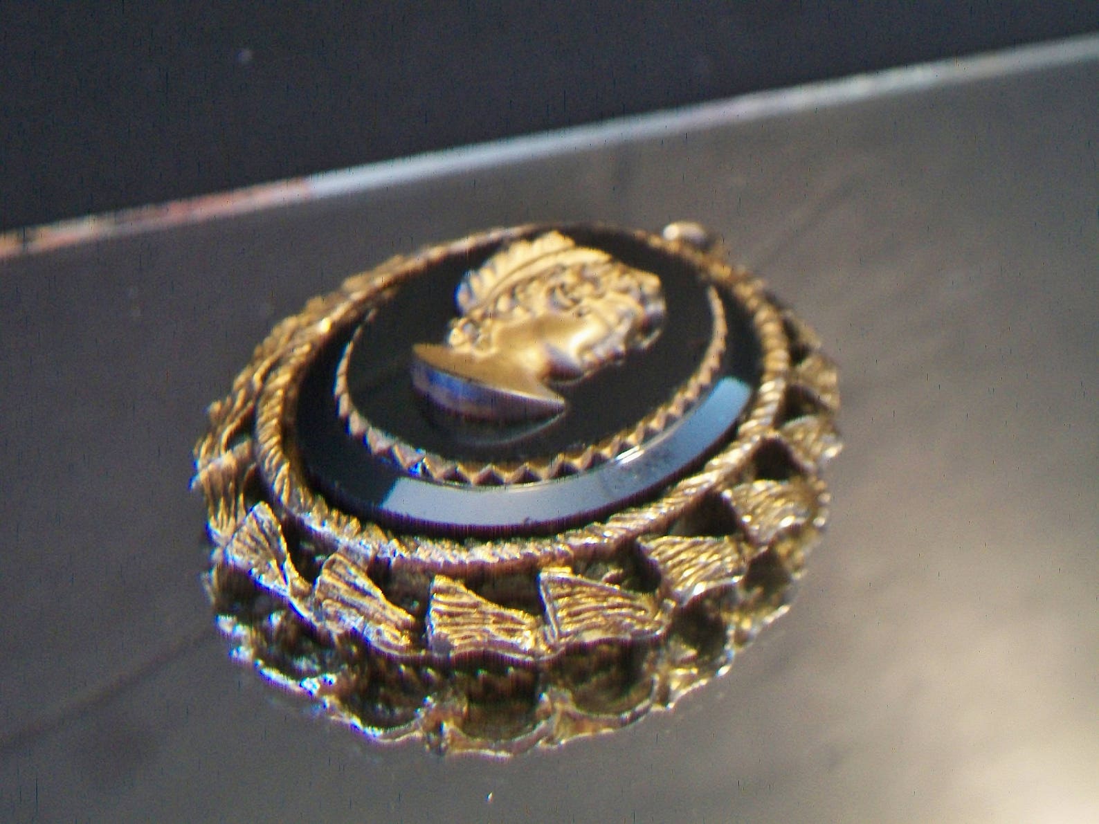 Hematite Mirror Cameo Pendant Ornate Classic Costume Jewelry - Etsy