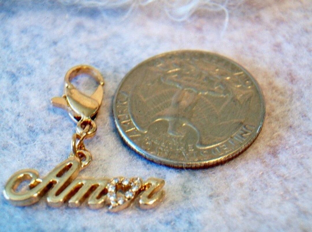 Vintage Crystal Amor Charm Jewelry Making Supplies Valentine's Day Gold ...