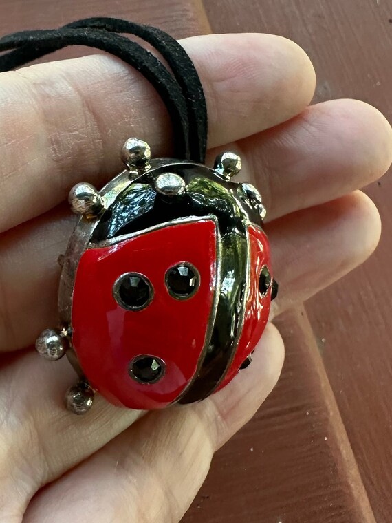 Vintage Metal And Enamel Ladybug Necklace / Pendant /… - Gem
