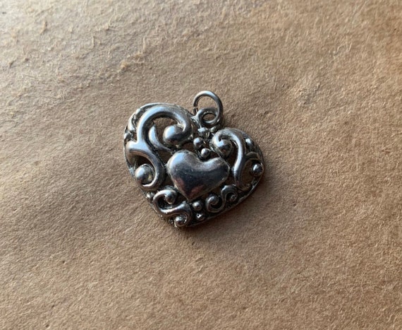 vintage metal filigree heart - Gem