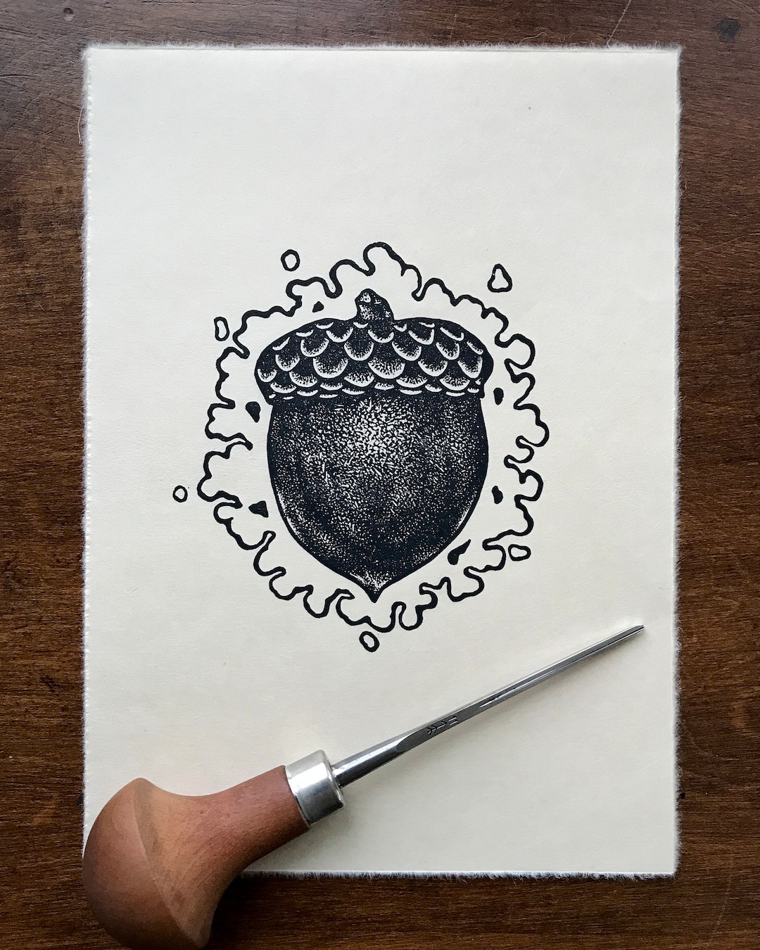 Natures Gift mighty Acorn Linocut Print Forest Friend - Etsy