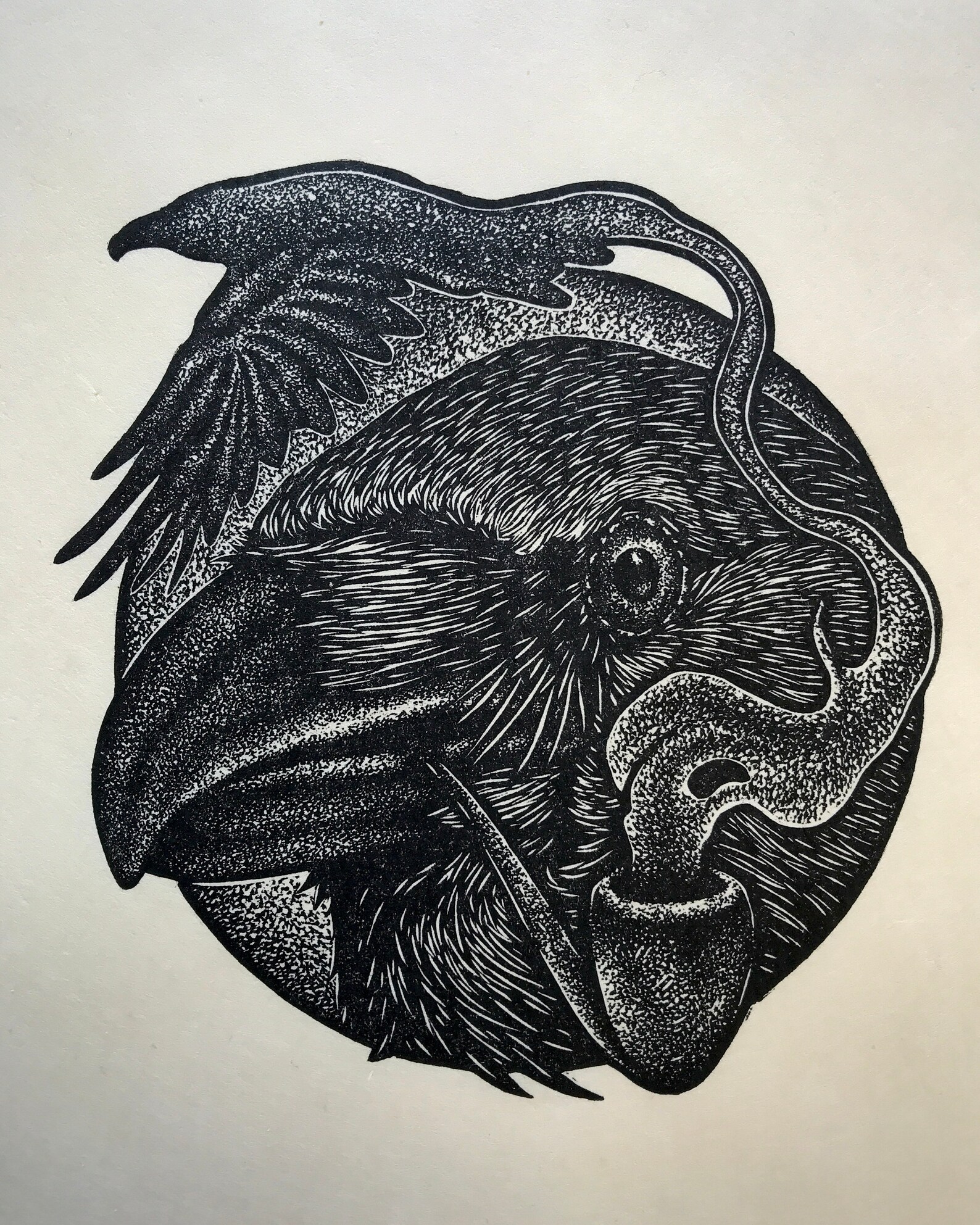 Raven Crow Smoking Pipe creator Linocut Print - Etsy