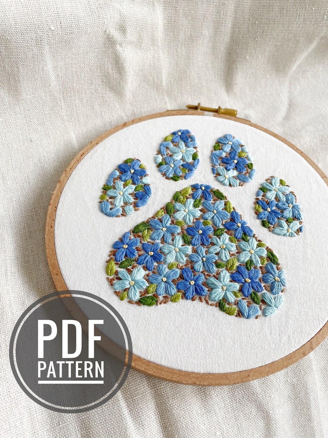 Doggy Paw Print Embroidery PDF Pattern - Etsy