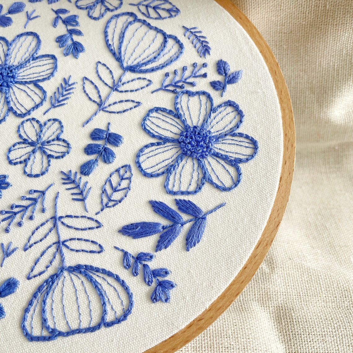 Blue Medows Embroidery PDF Pattern Embroidery Pattern Floral - Etsy