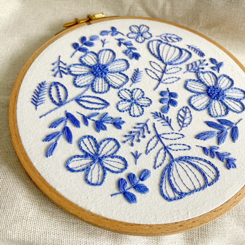 Blue Medows Embroidery PDF Pattern Embroidery Pattern Floral - Etsy