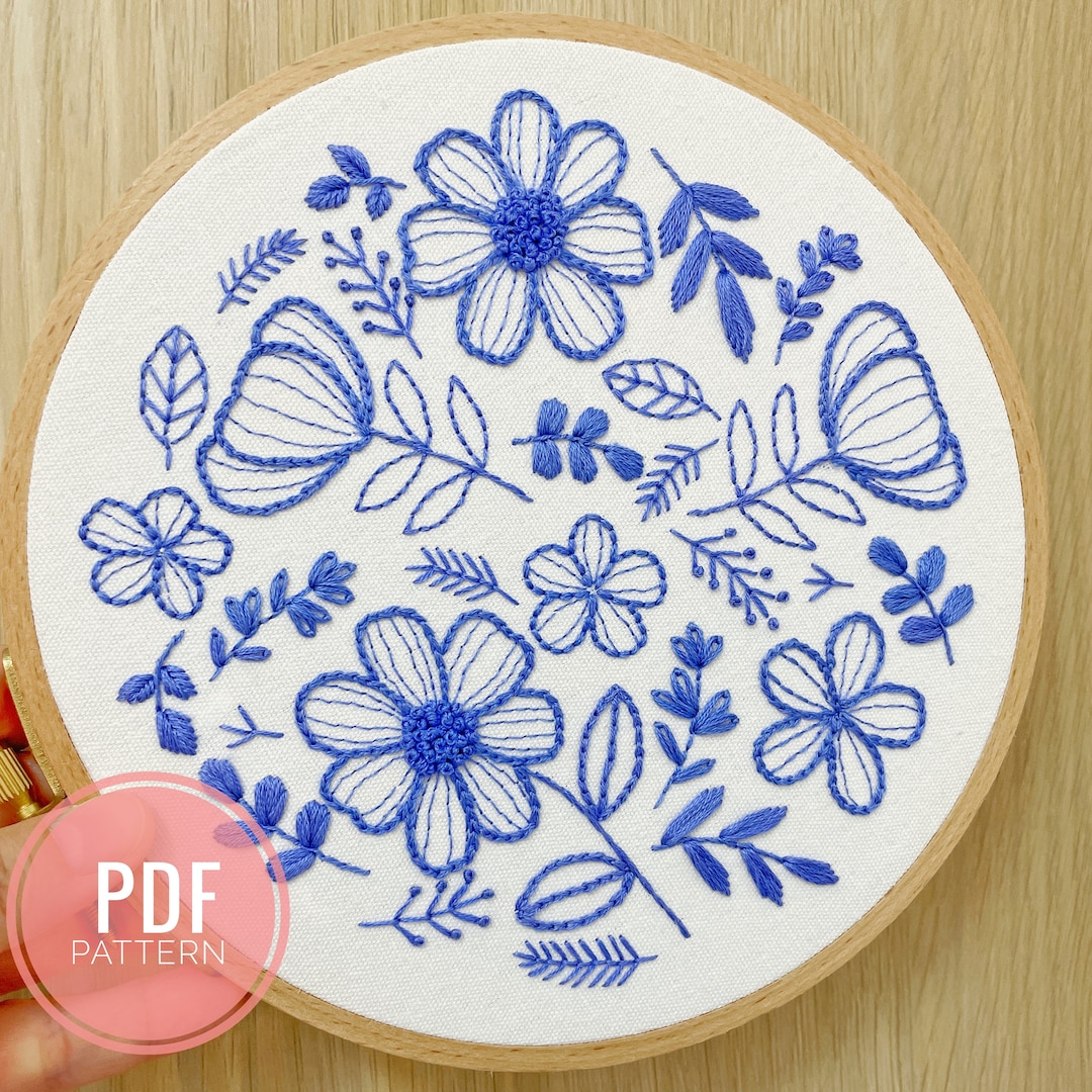 Blue Medows Embroidery PDF Pattern Embroidery Pattern Floral - Etsy