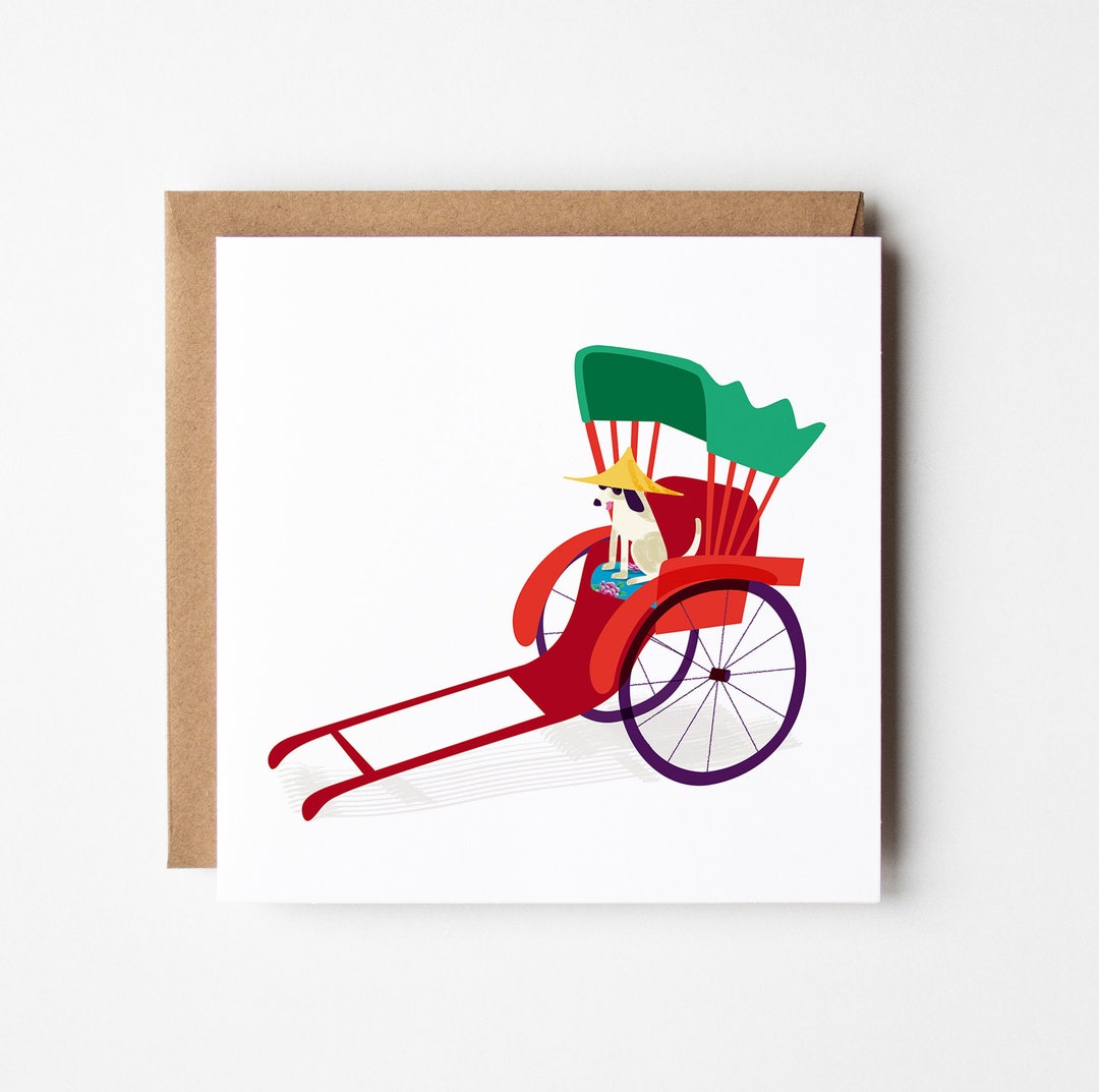 Hong Kong Rickshaw- Blank Card - Etsy