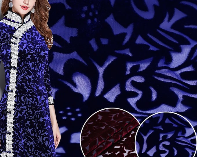 Silk Etched-out Velvet Apparel Fabric With Modern Floral - Etsy