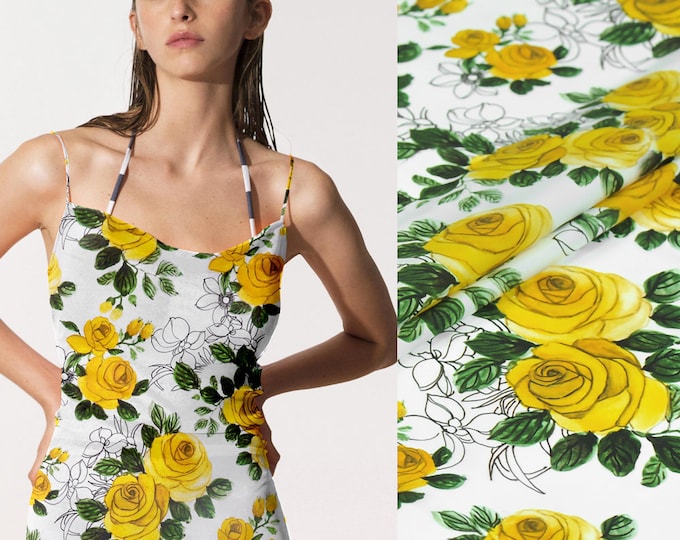 Lemon Fruit Print Stretch Silk Satin Fashion Apparel Fabric - Etsy