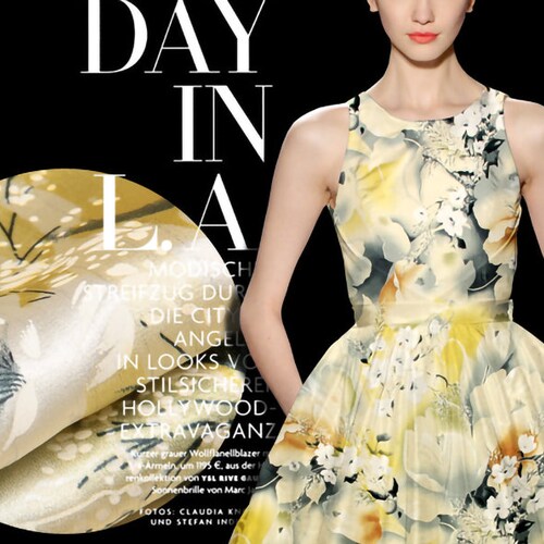 Large Scale Watercolor Floral Print Colorful Stretch Silk - Etsy