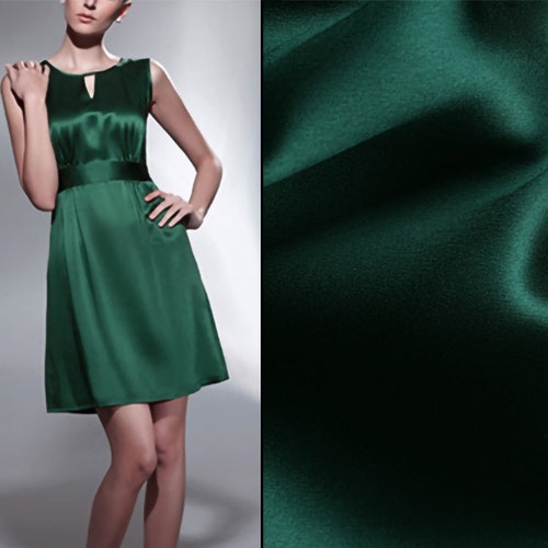 Solid Dark Green Prue Silk Satin Charmeuse Fabric by the Yard - Etsy