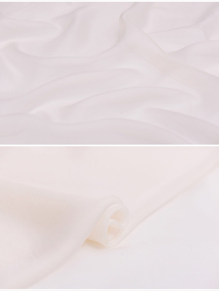 Solid Cream Color 100% Pure Silk Chiffon Fabric by the Yard or | Etsy