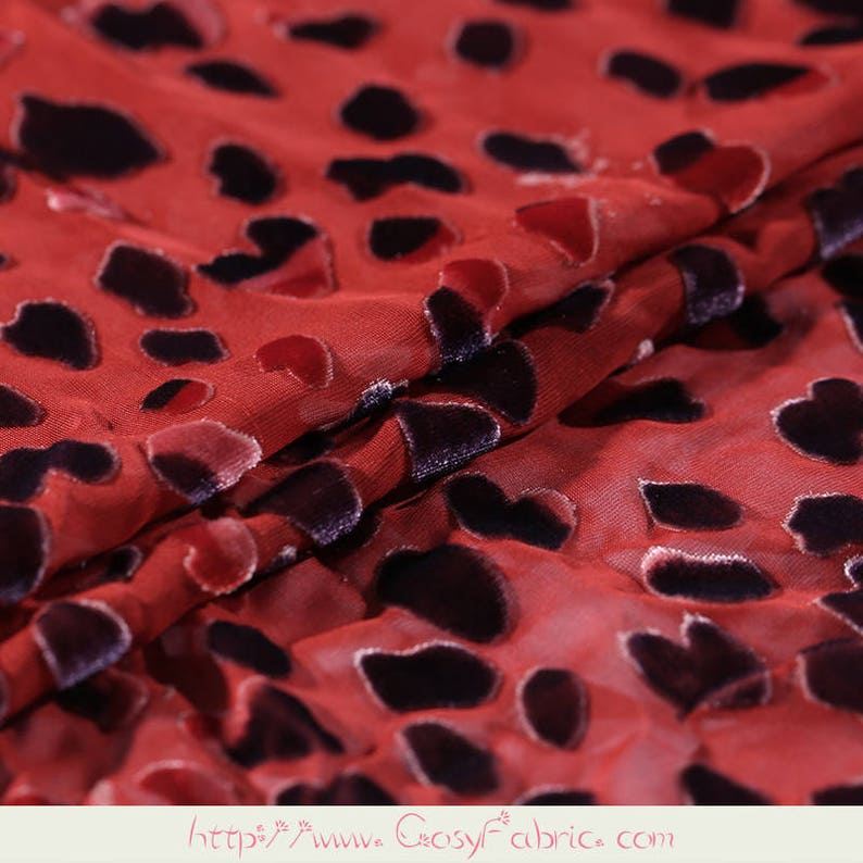 Red Silk Etched-out Velvet Apparel Fabric With Spot Pattern - Etsy