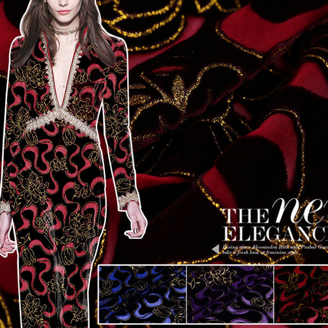 Silk Etched-out Velvet Fabric With Floral Pattern for Fashion Apparel ...
