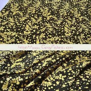 Leaf Leaves Polk Dot Print Black 100% Silk Charmeuse Fabric Gold ...