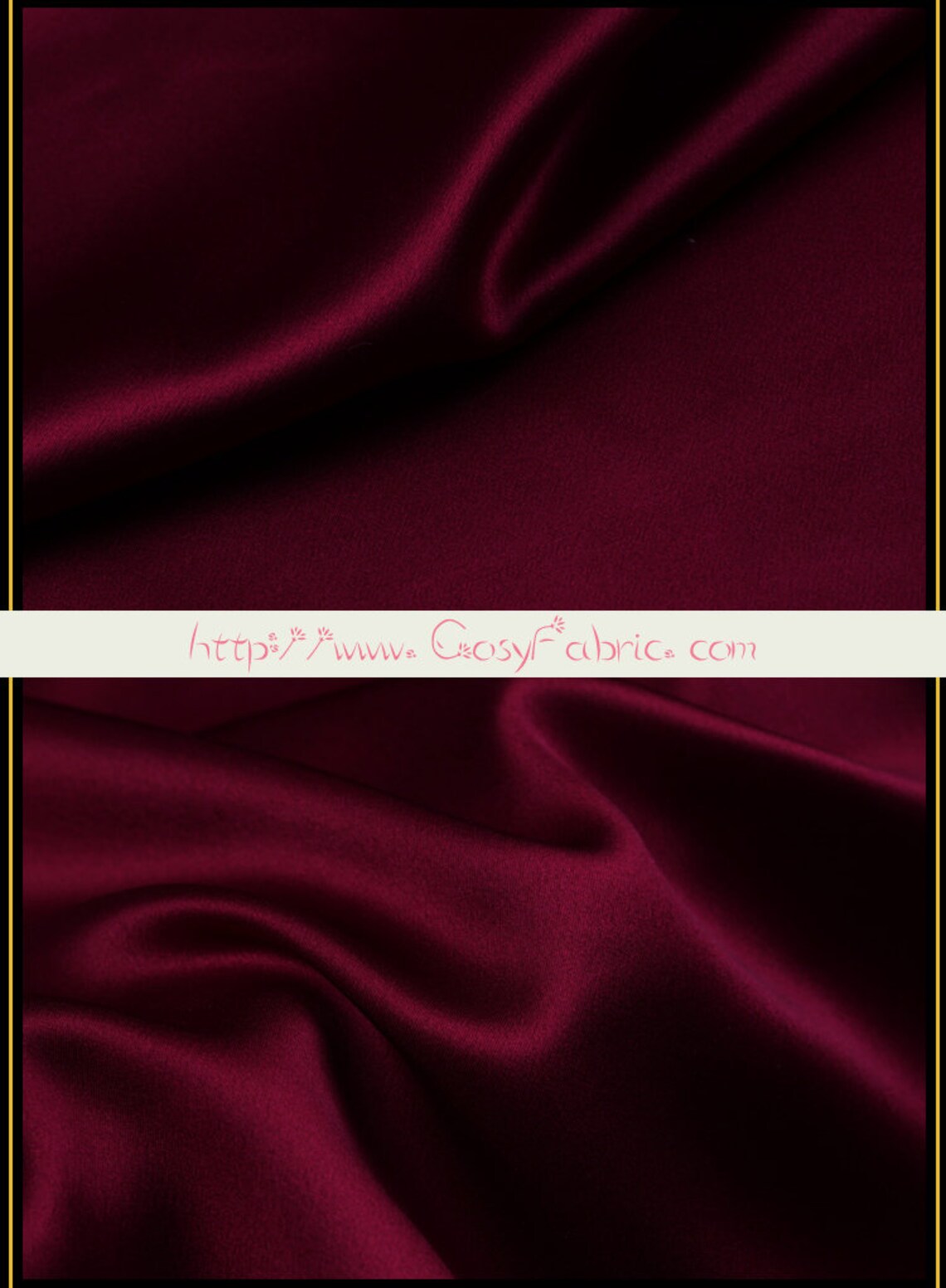 Solid Red Wine Pure Silk Satin Charmeuse Fabric by the Yard or Metre ...