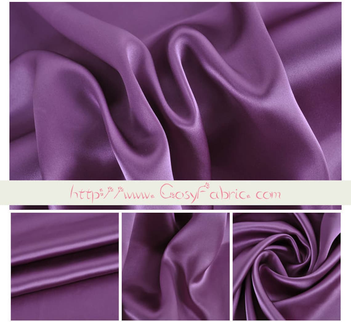 Solid Grapes Purple 100% Pure Silk Charmeuse Fabric Width 44 Inch 16 ...