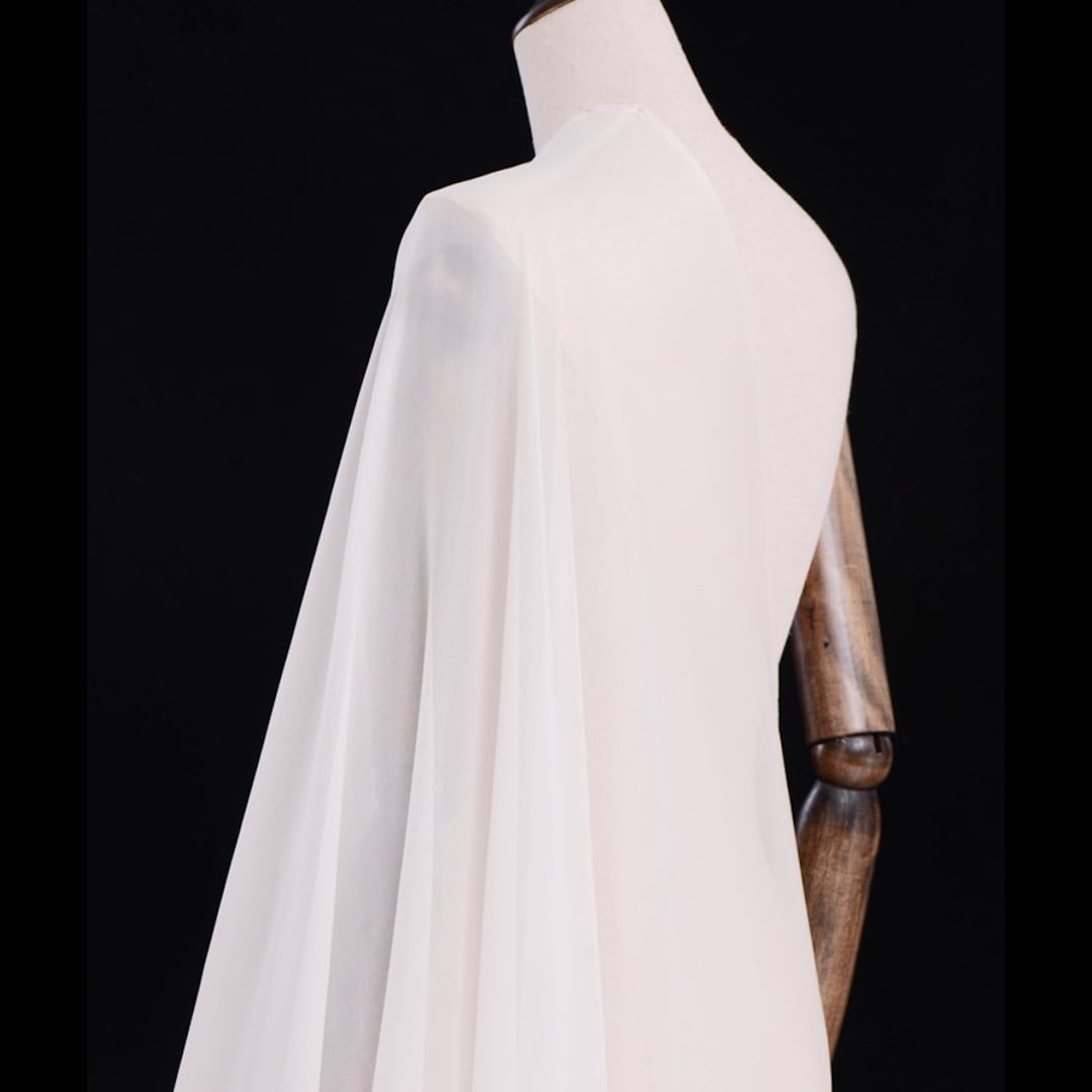 Solid Cream Color 100% Pure Silk Chiffon Fabric by the Yard or Metre ...