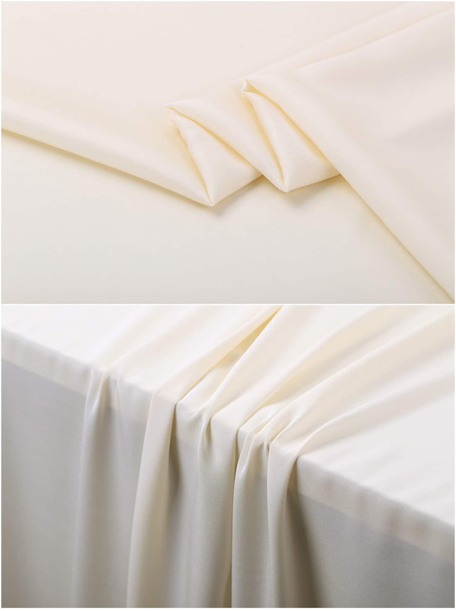 Solid Ivory White Stretch Tela de seda doble Joe Telas cortadas a ...