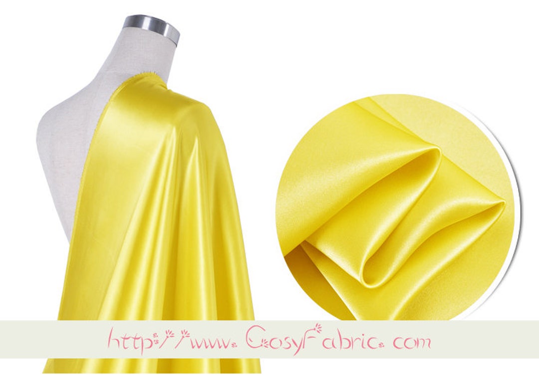 Solid Bright Yellow 100% Pure Silk Charmeuse Fabric Width 44 Inch 16 ...
