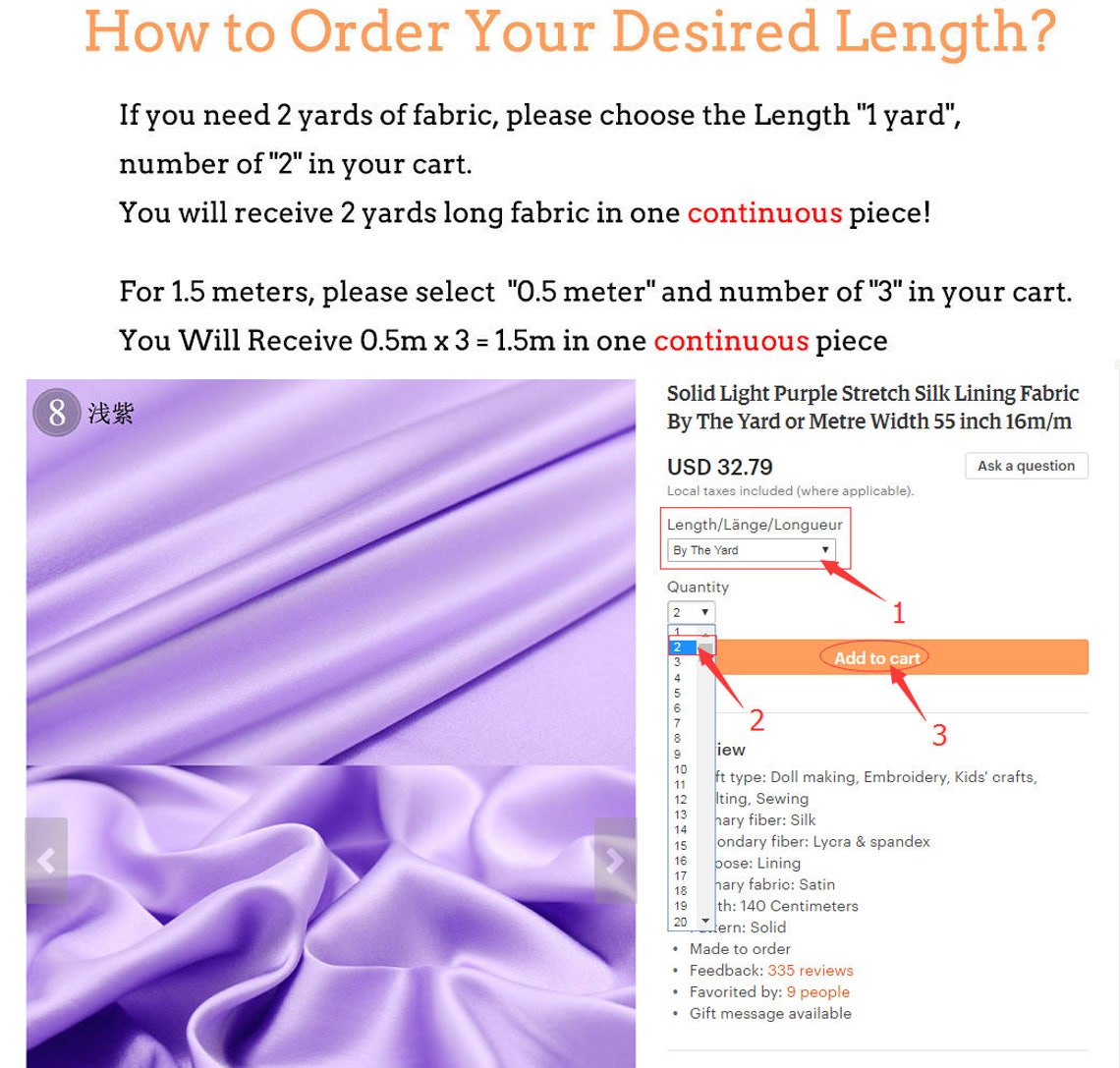 Solid Light Purple Stretch Silk Lining Fabric by the Yard or - Etsy