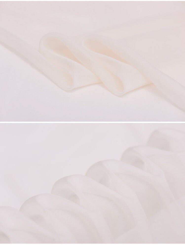 Solid Cream Color 100% Pure Silk Chiffon Fabric by the Yard or Metre ...