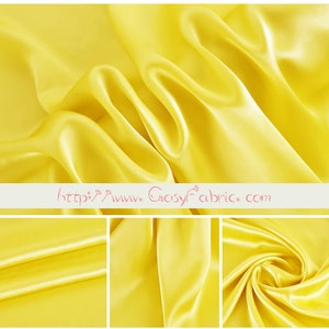 Solid Bright Yellow 100% Pure Silk Charmeuse Fabric Width 44 Inch 16 ...