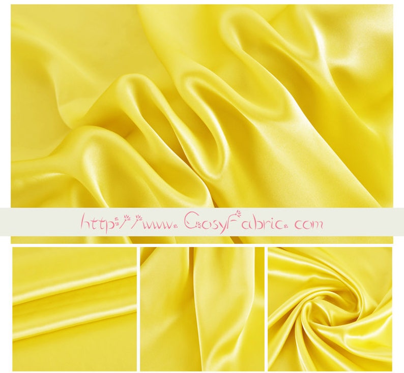 Solid Bright Yellow 100% Pure Silk Charmeuse Fabric Width 44 Inch 16 ...