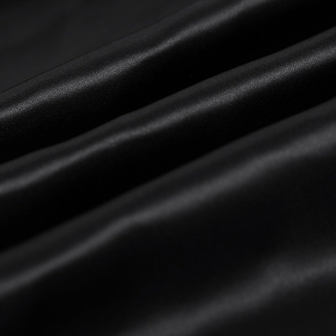 Black 100% Pure Silk Charmeuse Fabric - Designer Solid Lining Cloth by ...