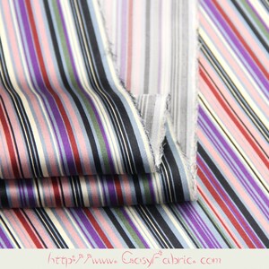 Colorful Striped Print Stretch Silk Satin Fabric by the Yard Width 46 ...