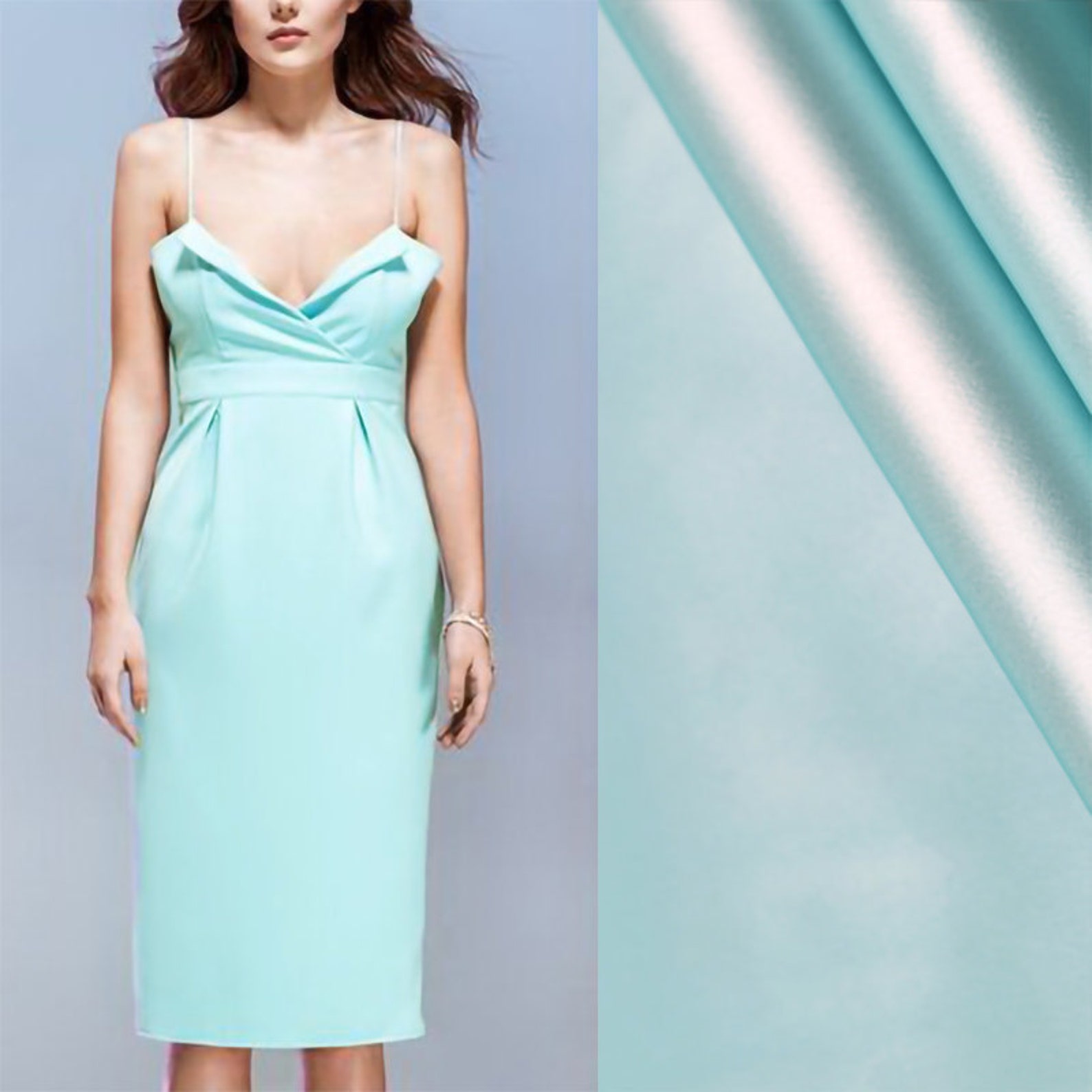 30 Momme Solid Cyan Blue Prue Silk Charmeuse Fabric by the - Etsy