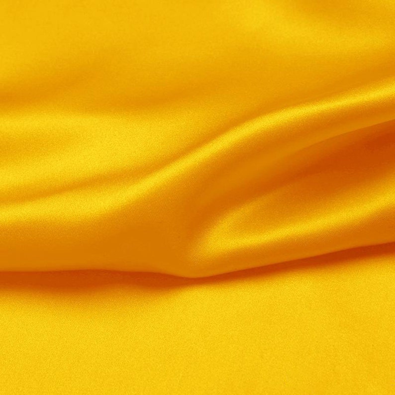 Golden Yellow Charmeuse Fabric - 100% Pure Silk Solid Fabrics for ...