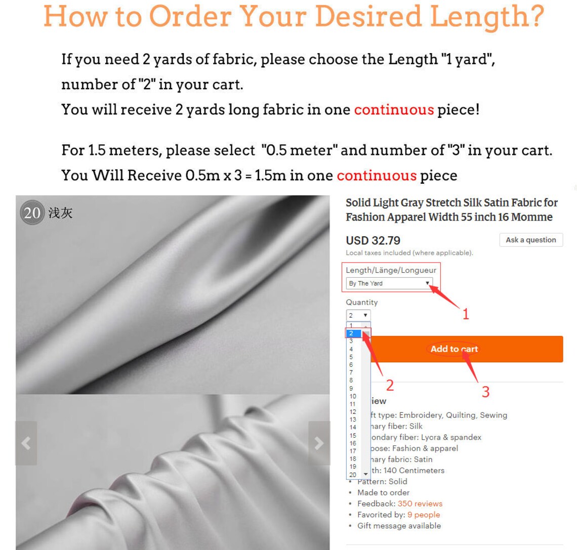 Solid Light Gray Stretch Silk Satin Fabric for Fashion Apparel Width 55 ...