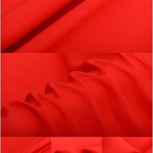 Solid Red 100% Silk Crepe De Chine Fabric by the Yard or Metre Width 55 ...