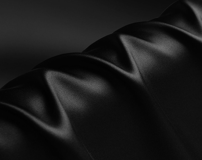 Solid Black 100% Silk Crepe De Chine Fabric by the Yard or Metre Width ...