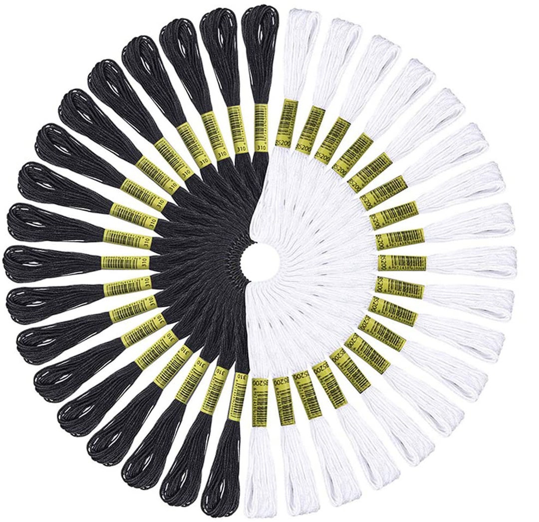 310 5200 Embroidery Floss, Black White Floss, Polyester Cotton Blend ...