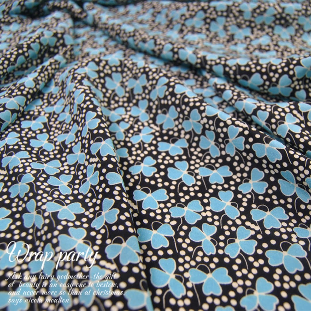 Schwarze 100% Reine Seide Krepp Stoff mit Kleine Blätter Laub Muster ...