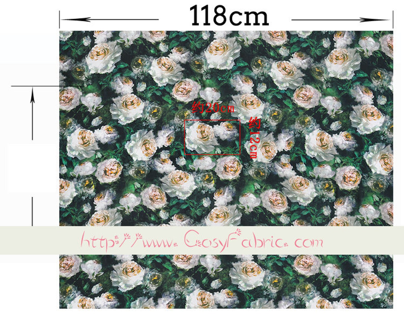 Rose Floral Print Vintage Green Stretch Silk Satin Fabric - Etsy