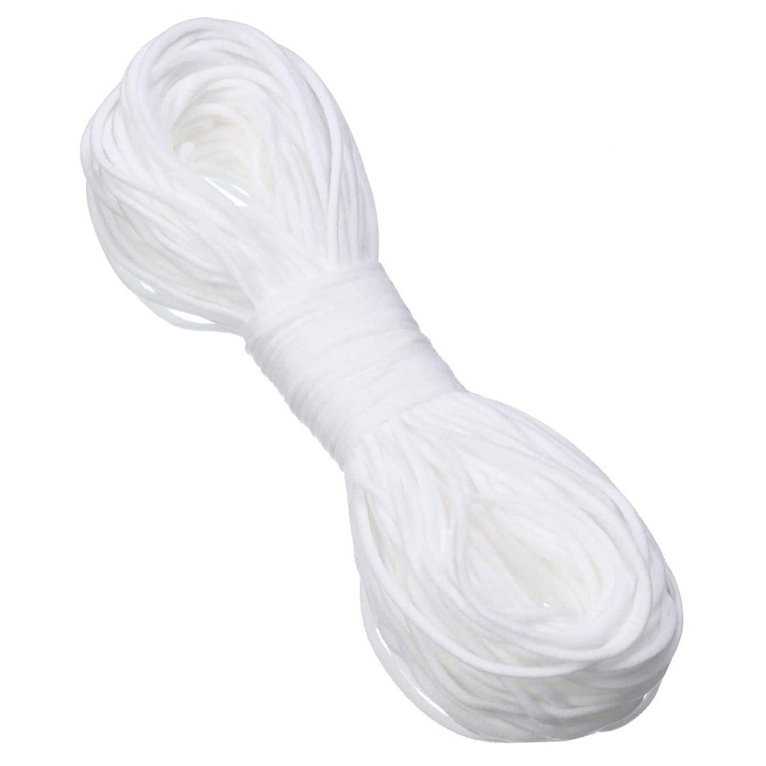White 1/8" Round Elastic Trim Elastic Bungee Stretch Rope Hair Tie ...
