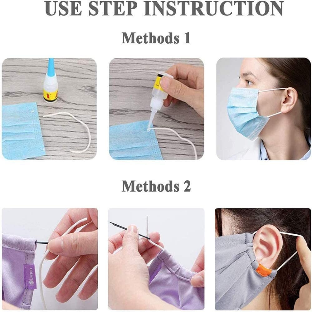 White 1/8" Round Elastic Trim Elastic Bungee Stretch Rope Hair Tie ...