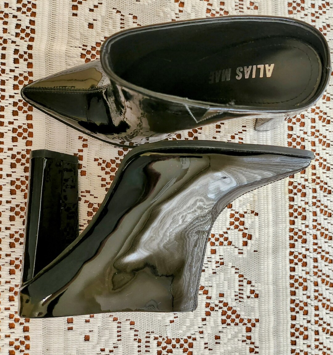 Restored Stunning Black Patent Leather Mules - Etsy