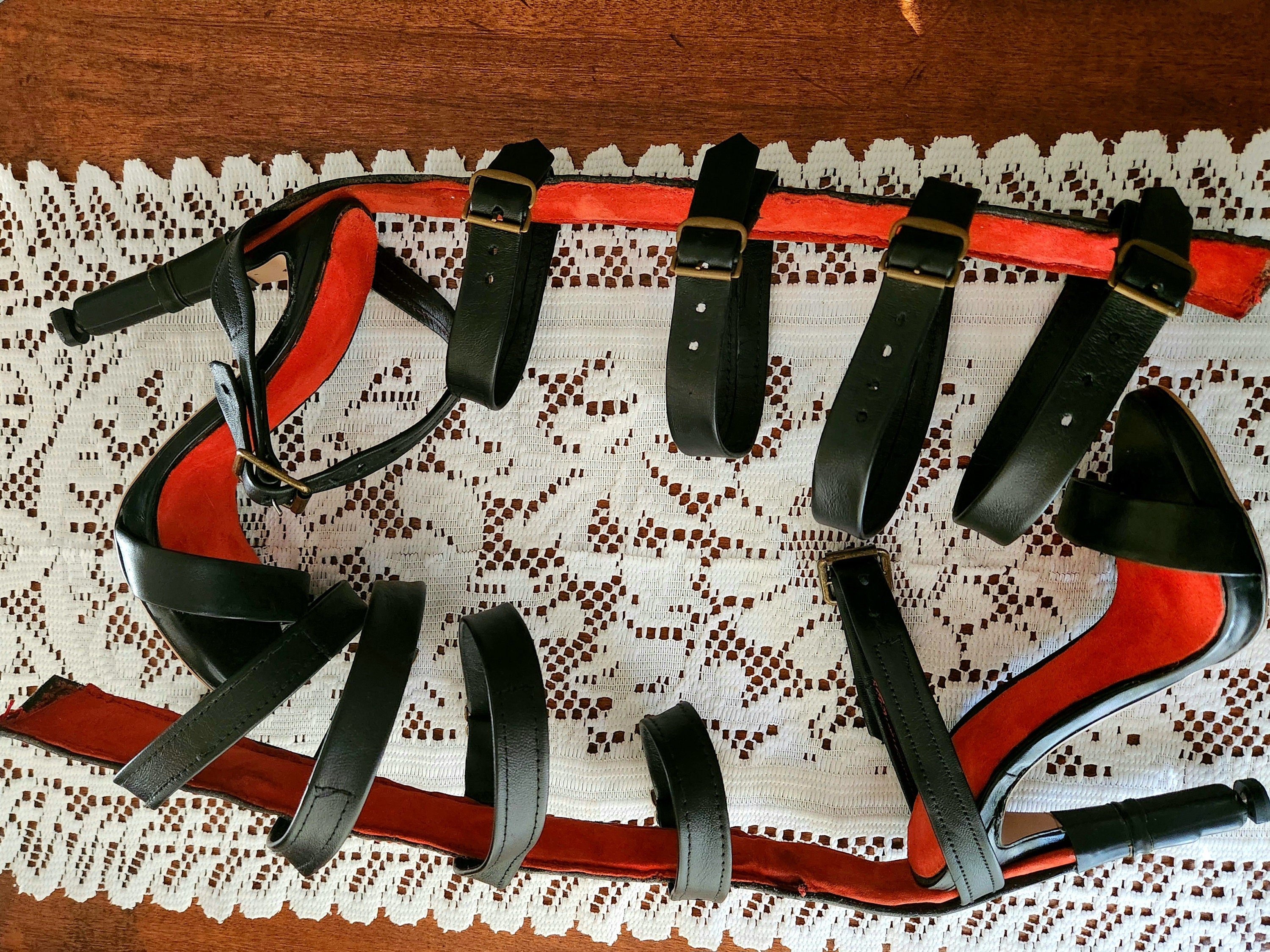 Upcycled Leather High Heel Gladiator Sandals - Etsy
