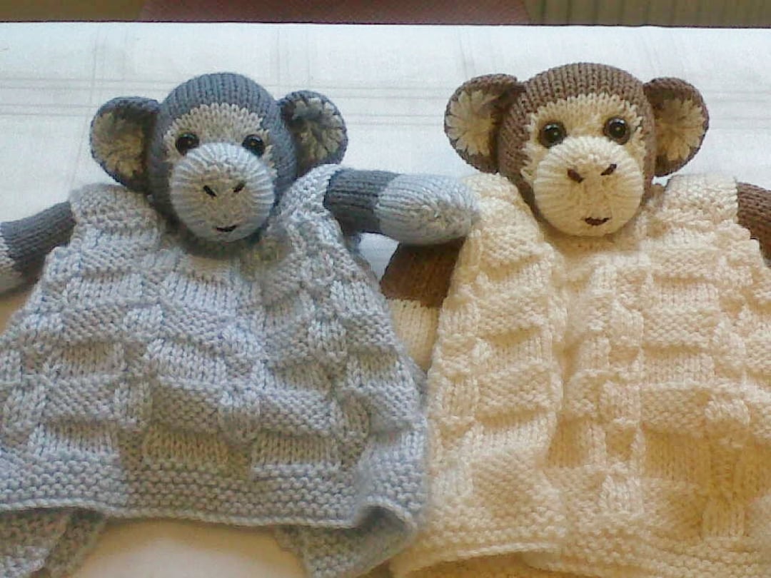 Monkey Buddy Comfort Blanket Pdf Knitting Pattern Download - Knitted ...