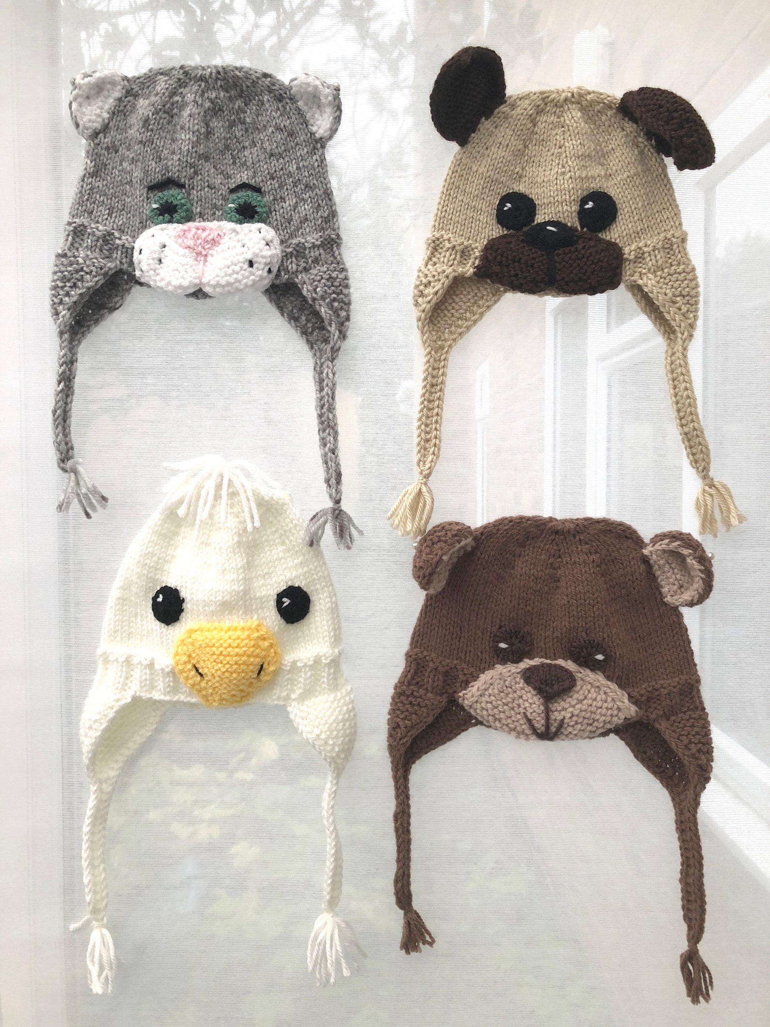 Animal Earflap Hats in 3 Sizes PDF Knitting Pattern Download - Knitted ...