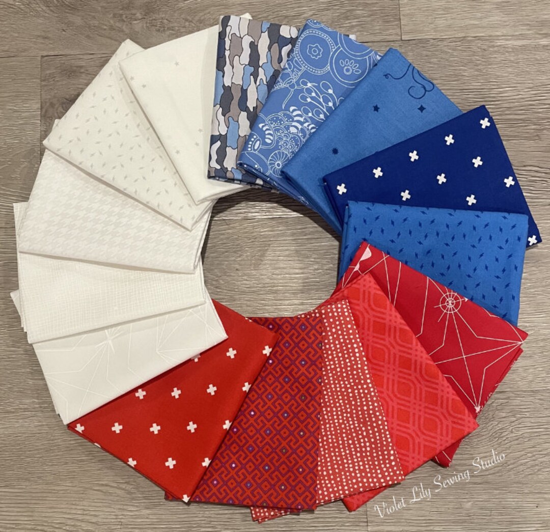 Red White & Blue Fat Quarter Bundle - Etsy