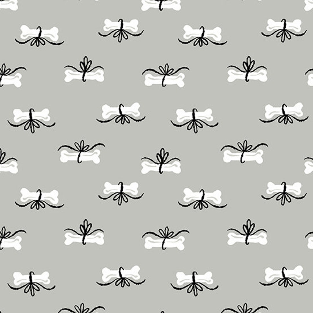 Bones in Gray || Furry and Bright by Andover Fabrics - Etsy